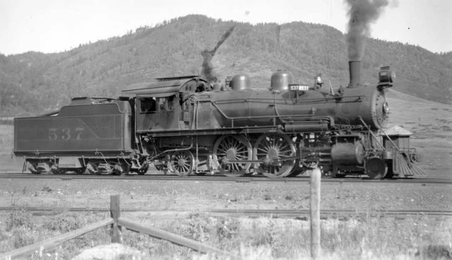 AT&SF SANTA FE Railroad locomotive engine No. 537 type 4-4-2 OLD TRAIN ...