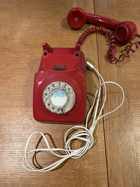 VINTAGE ROTARY DIAL Telephone Corded Landline Red Chrome Dial Retro GPO ...