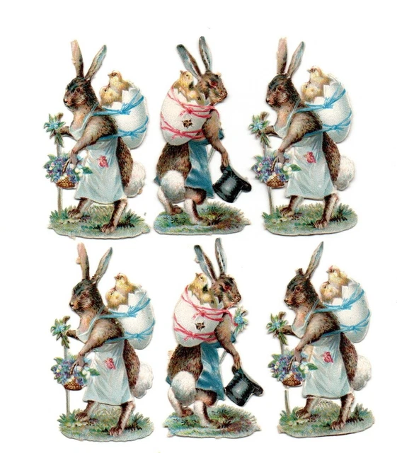ALTE GLANZBILDER OBLATE Scaps Hase Ei mit Küken... 4,5cm Rar!! EUR 8,50 ...