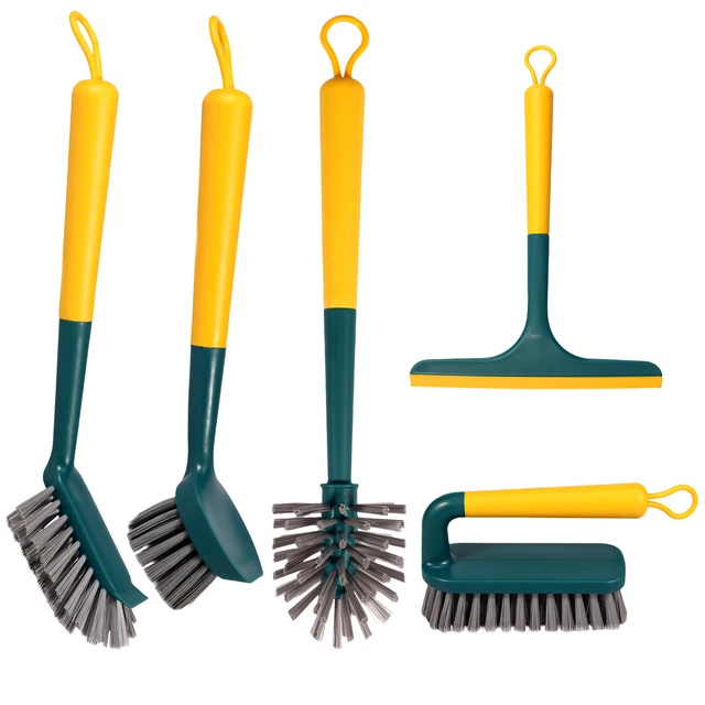 5PCS DISH BRUSH Set Washing Up Brushes Pot Sink Kitchen Scrubber ...