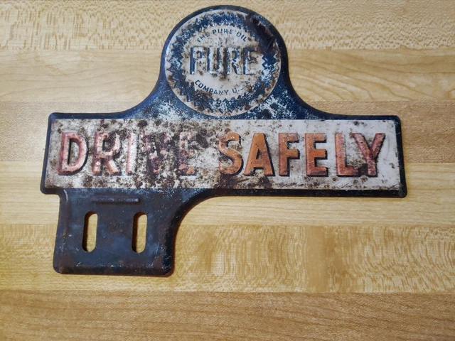 ORIGIONAL PURE OIL Company Plate Topper Painted With Raised Letters ...