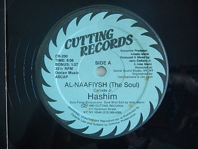 1983 ELECTRO HIP hop 12" single Hashim Al-Naafiysh (The Soul) Cutting ...