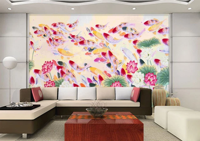 3D GOLDFISH LOTUS 124 Wallpaper Mural Paper Wall Print Indoor Murals CA ...