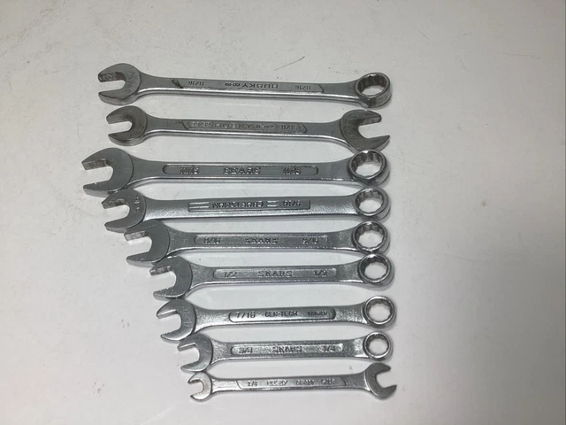 9 VINTAGE HUSKY, Sears, Craftsman, Cen-Tech SAE Open End & Box Wrench ...