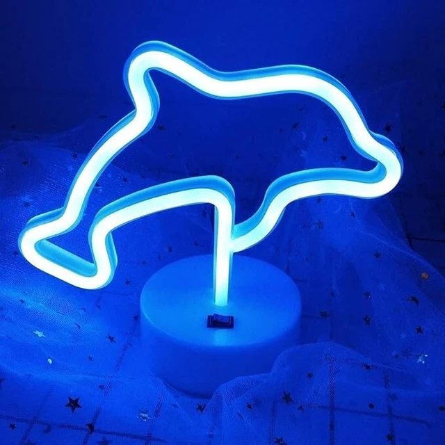 DOLPHIN LED NEON Light Sign Bedside Fish Sea Nautical Lamp Night Free ...
