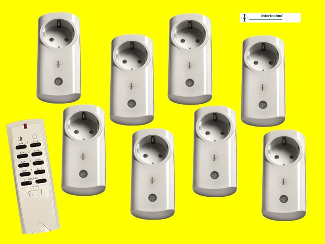 8-FACH FUNKSTECKDOSEN-SET FUNK-ZWISCHENSTECKER INTERTECHNO + 16-Kanal-Handsender EUR 199,00 ...