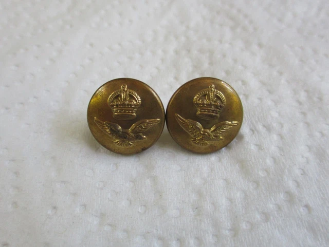 PAIR OF WW2 RAF:"ROYAL AIR FORCE BRASS CAP BUTTONS" (Small, 13.5mm, For ...