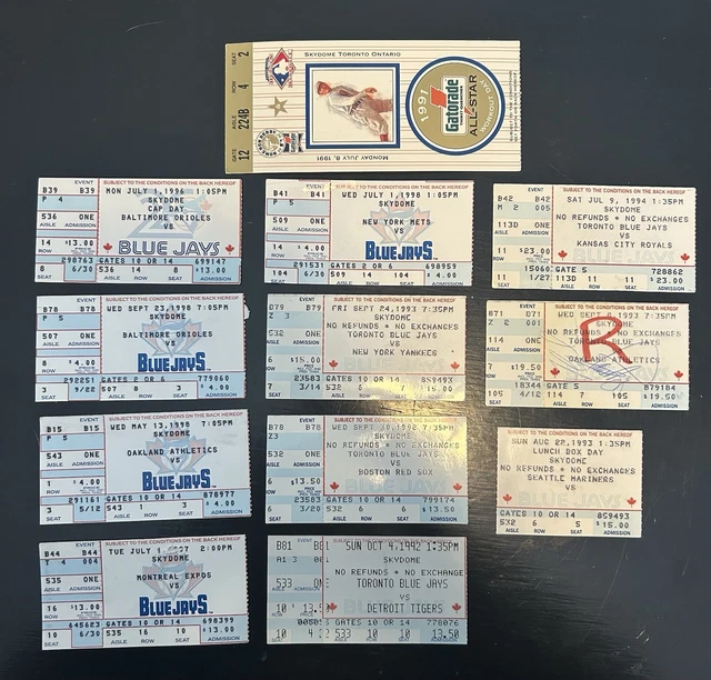 TORONTO BLUE JAYS 1990’s Skydome Ticket Stubs. Retro. $40.00 - PicClick CA