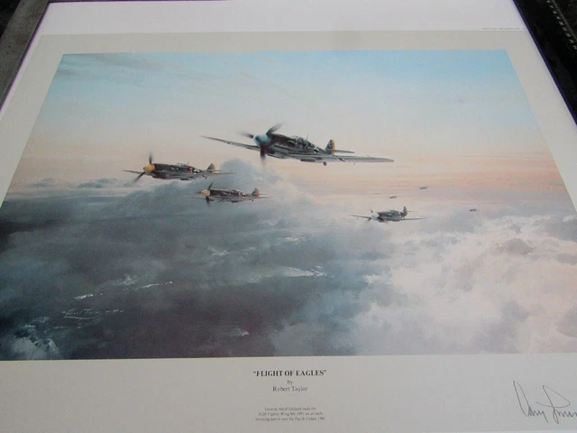 'FLIGHT OF EAGLES' print by Robert Taylor signed by Air Ace Adolf ...