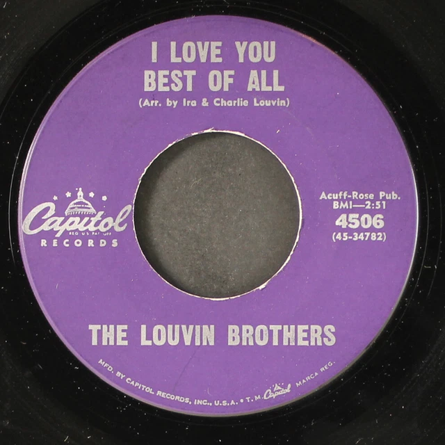 LOUVIN BROTHERS : i love you best of all / crared of the blues CAPITOL ...