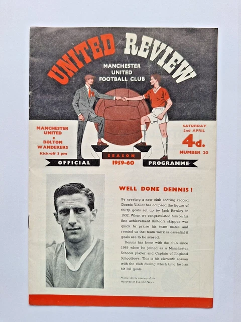 MANCHESTER UNITED V Bolton Wanderers Season 1959-60 Football Programme ...