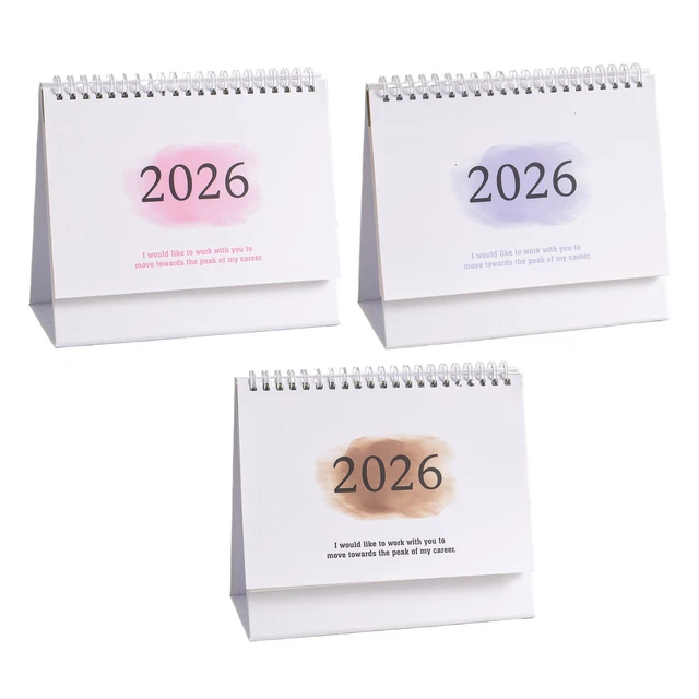SMALL DESK CALENDAR 2026 Standing 2025-2026 Desk Calendar Wire Binding ...
