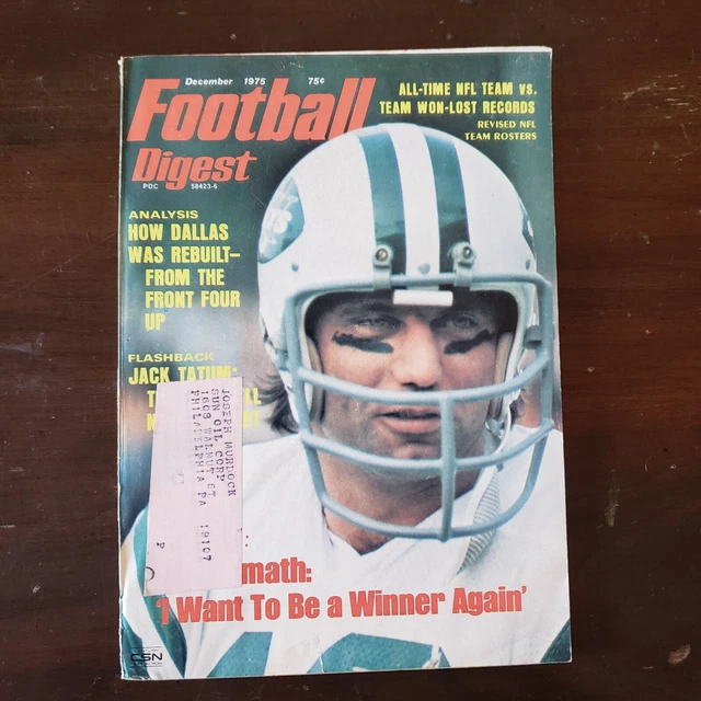 JOE NAMATH FOOTBALL Digest Magazine DEC 1975 Jets de New York très bon ...