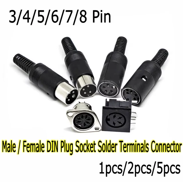 1/2/5PCS 3/4/5/6~8 PIN Male / Female DIN Plug Socket Solder Terminals ...