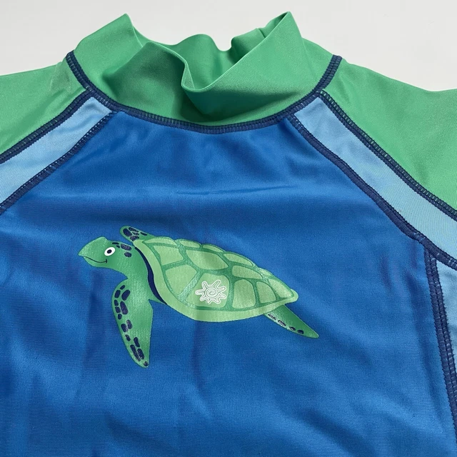 UV SKINZ SWIM Shirt Bucket Hat Boys 2T Blue/Green Robot Turtle Beach ...