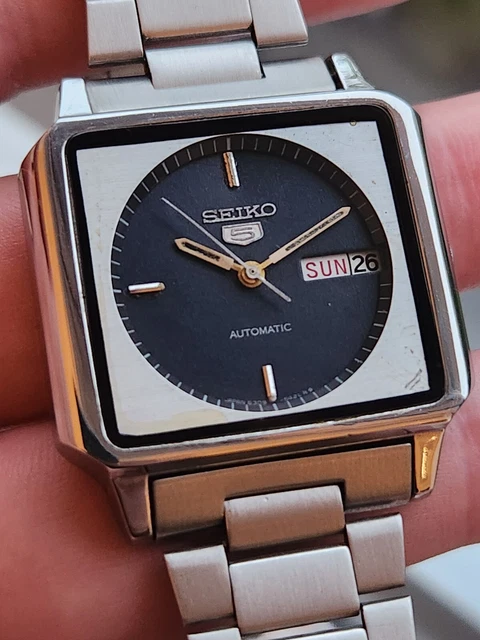 VINTAGE 1981, BLUE, SQUARE, SEIKO 5, Men's Automatic Day/Date Watch ...