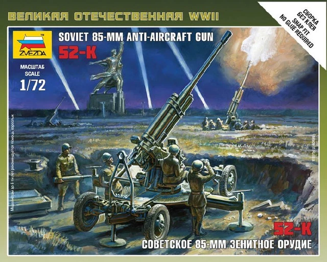 SOVIET 85 MM 52-K Anti-aircraft Gun WWII Plastique Kit 1:72 Model ...