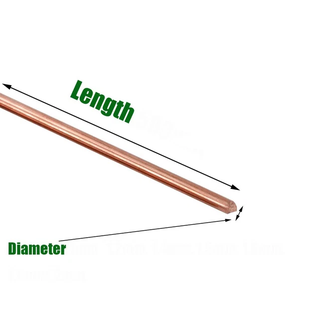 PURE COPPER ROD Bar T2 Red Metal 99.9% Round Length 200mm/500mm Dia 5mm ...