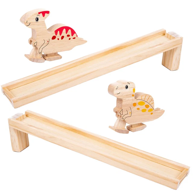 WOODEN DINOSAUR RAMP Race Track Set - Educational Playthings for Kids £ ...