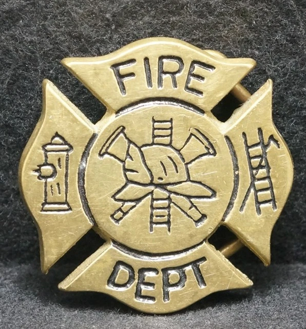 WL03123 VINTAGE 1970S *FIRE DEPT.* FIREFIGHTER FIRST RESPONDER BRASS ...