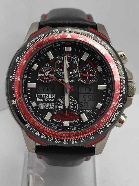 CITIZEN ECO DRIVE mens red arrows titanium radio controlled watch ...