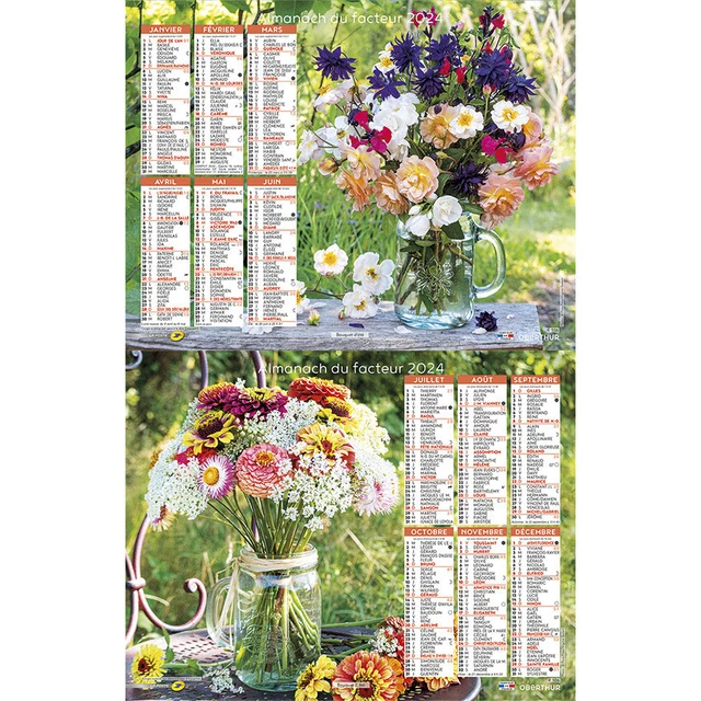 CALENDRIER LA POSTE 2024, Almanach du facteur, fleurs EUR 9,90 ...