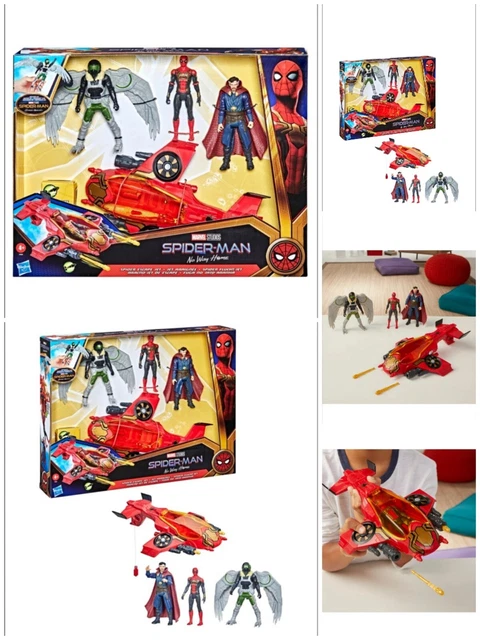 SPIDER-MAN NO WAY HOME SPIDER Escape Jet Set Hasbro MARVEL & 3 FIGURES ...