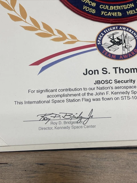 NASA STS-105 ISS Flag Flown Aboard The Space Shuttle Discovery Mission Patch JD $286.81 ...