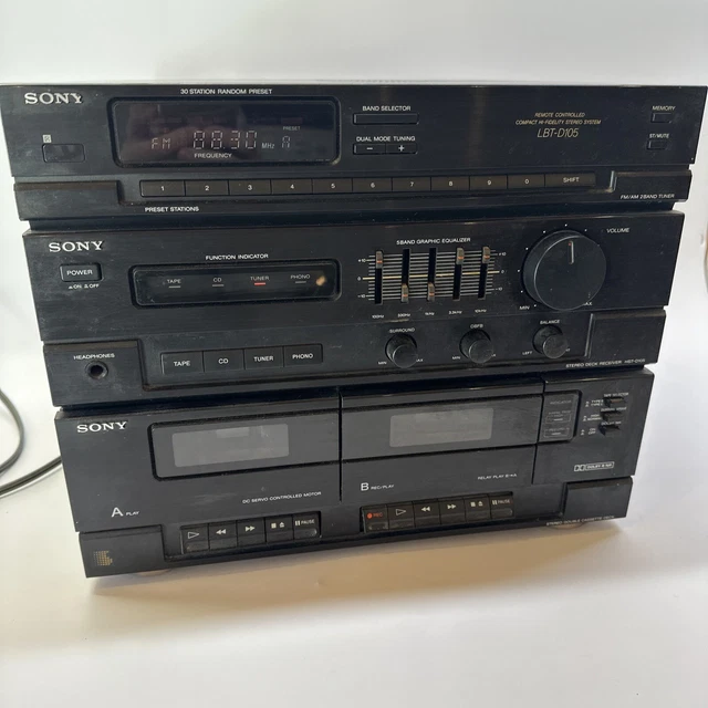VINTAGE SONY LBT-D105 Hi Fi Stereo Double Deck Receiver System Dual ...