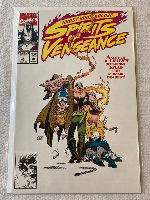 GHOST RIDER & Blaze Spirits of Vengence #3 1992 VF+ Marvel Comics Adam ...