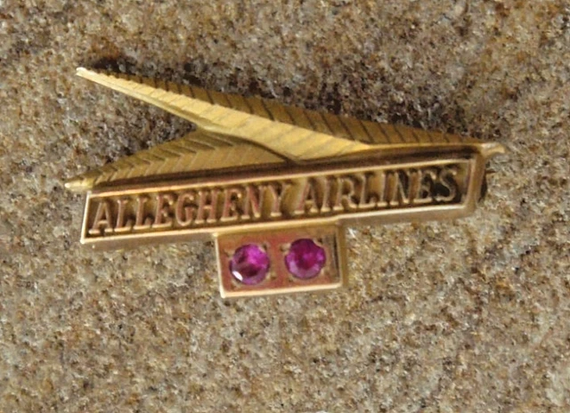 ALLEGHENY AIRLINES PIN 10K Balfour Gold Ruby Stones Rare 20 Years ...