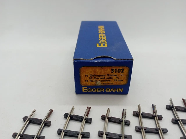 EGGER-BAHN, ÉCHELLE HOE, 10 rails courbes, 1/2, L: 73 mm, Réf:3102 EUR 10,00 - PicClick FR
