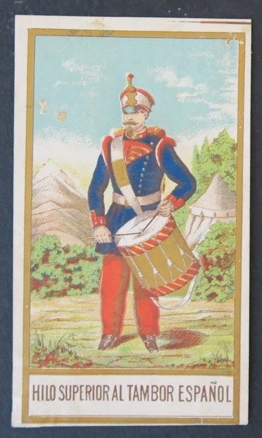 ANCIENNE ÉTIQUETTE CHROMO FIL HILO AL TAMBOR ESPANOL old french label 1 ...