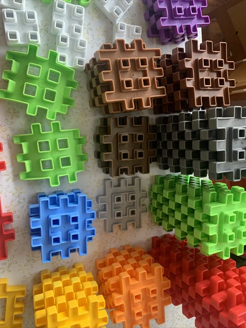 LITTLE TIKES WEE WAFFLE BLOCKS train wheels 111 pieces 3211G trees ...