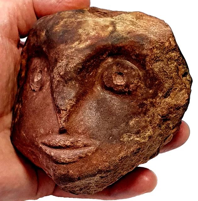 RARE HAUNTING IRON Age Celtic Anthropomorphic Stone Head in Quartzite ...