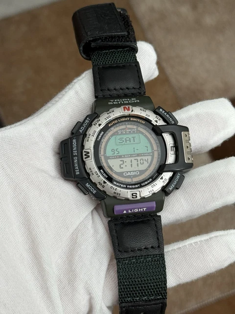 RARE VINTAGE CASIO Pro Trek PRT-40 Triple Sensor Men’s Digital Sports ...