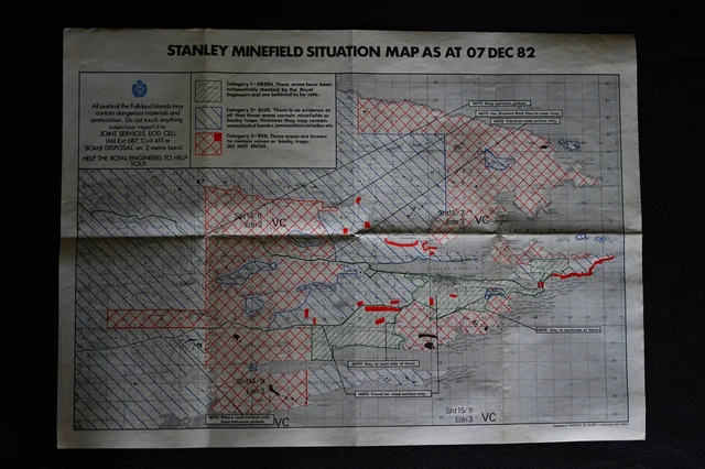 MILITARY MAP OF Falkland Mine Fields 1982 (Stanley) Royal Marines £5.92 ...