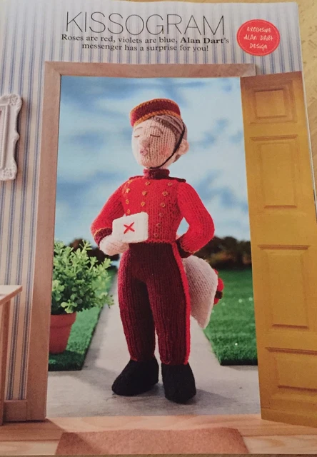 KNITTING PATTERN ALAN Dart Kissogram valentines toy - Bellboy toy 33cm ...