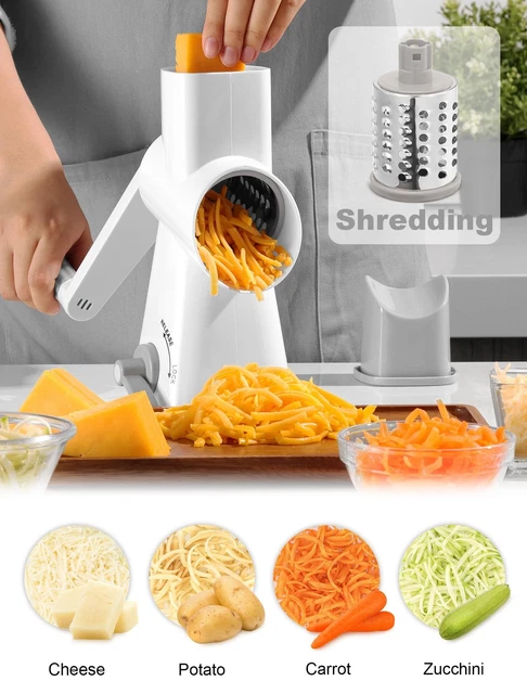 ROTARY CHEESE GRATER,VEGETABLE Grater for Kitchen with Three ...