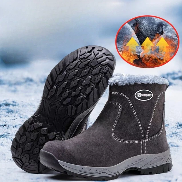 NEW SAFETY TRAINER Fur Lined Warm Work Steel Toe Cap Winter Boot Mens ...