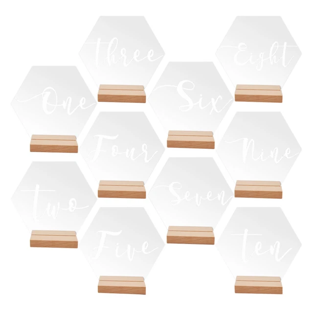 10 SETS TABLE Numbers Hexagonal Transparent Acrylic Menu Office £24.18 ...