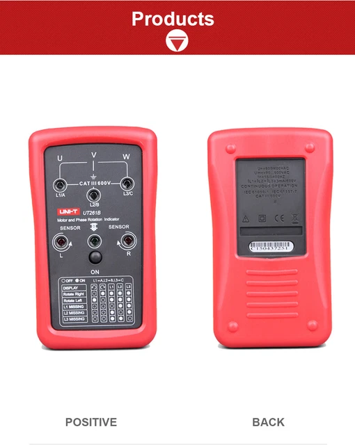 UT261B PHASE SEQUENCE Tester Missing Phase Meter Motor Rotation ...