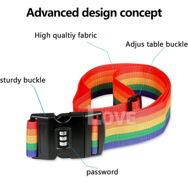 LUGGAGE STRAP CODE Password Travel Suitcase Secure Lock Safe Nylon ...
