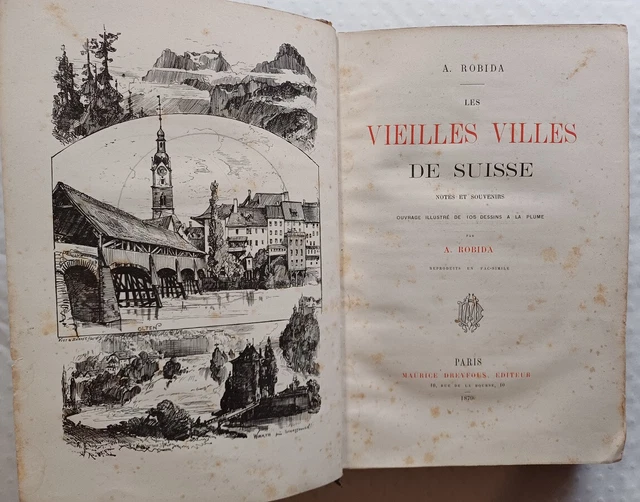 C1 ROBIDA LES VIEILLES VILLES de SUISSE EO 1879 Grand Format ILLUSTRE ...