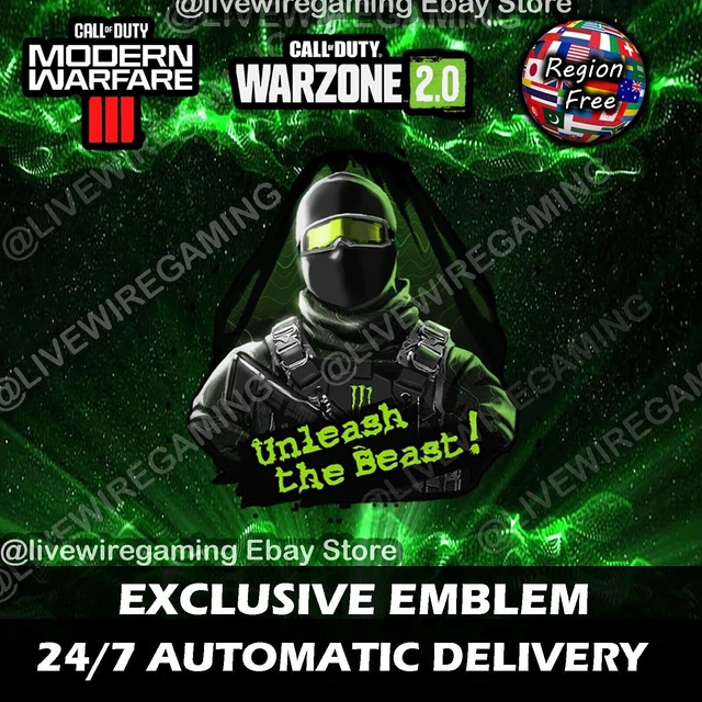 🔥UNLEASH THE BEAST Emblem MW3 COD Call of Duty Modern Warfare III -Rare ...