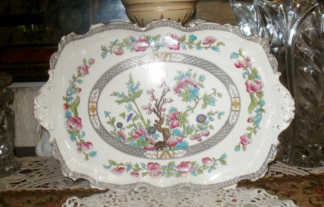 ANTIQUE ANSLEY ENGLAND Minton China Dish in the Indian Tree Pattern 13 ...