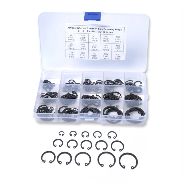 180 IN RETAINING Ring Circlip Kit Secure Shaft Clamping Sizer £16.89 ...