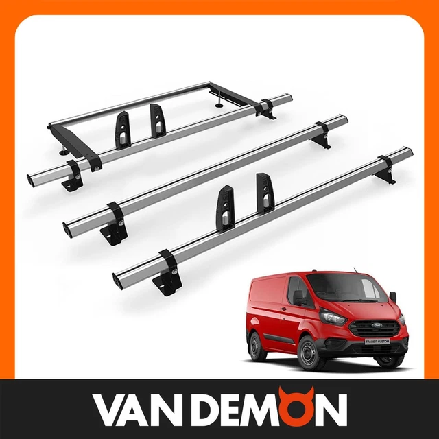 FORD TRANSIT CUSTOM Roof Rack for 2013-2024 GEN1 (H1 Roof) 3x Bars ...