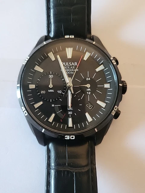 PULSAR BY SEIKO Solar Chronograph Black Mens Watch Vr42 X010 £0.99 ...