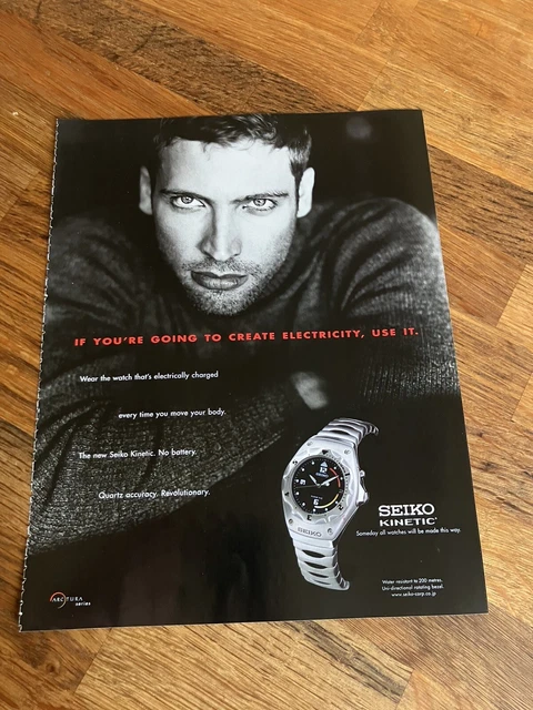 ORIGINAL 1999 SEIKO Kinetic Watch Frame Ready Magazine Advert Man Cave ...